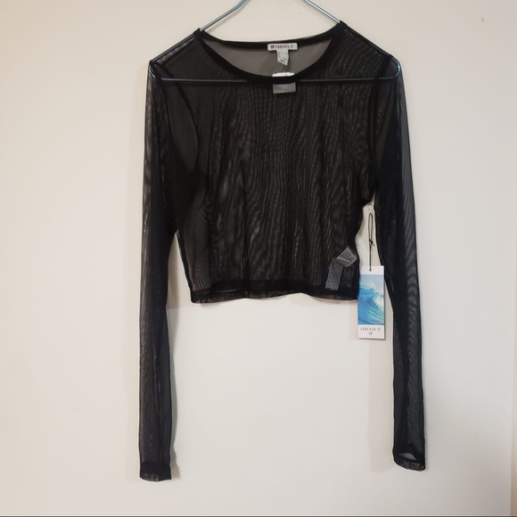 Forever 21 | Tops | Nwt Forever 2 Sheer Long Sleeve Crop Top | Poshmark